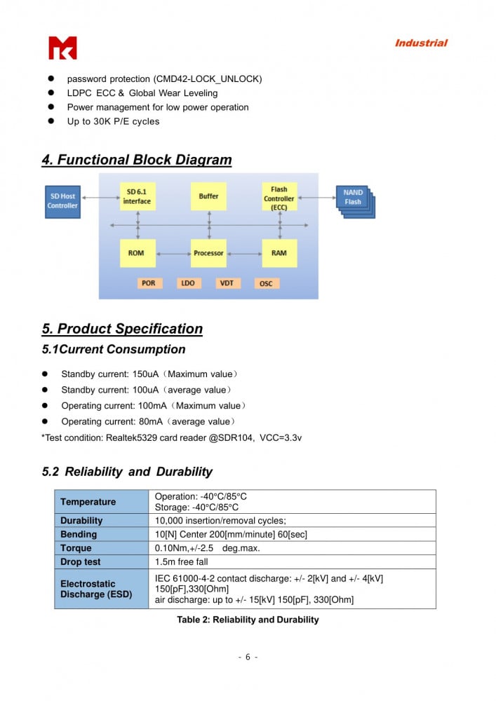 MK Micro SD datasheet page 6