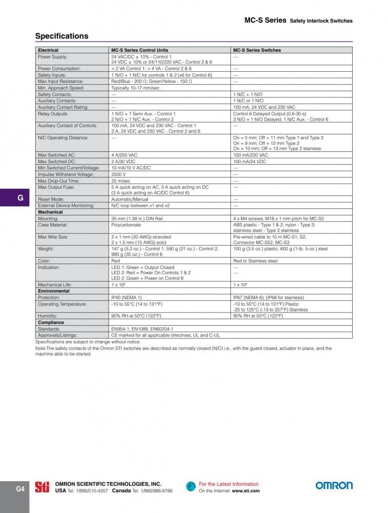 MC-S Series document page 4