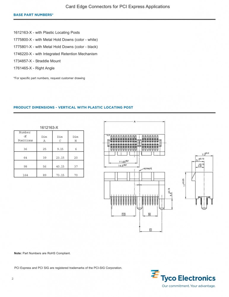 TE Connectivity PCI Express connector catalog page 2