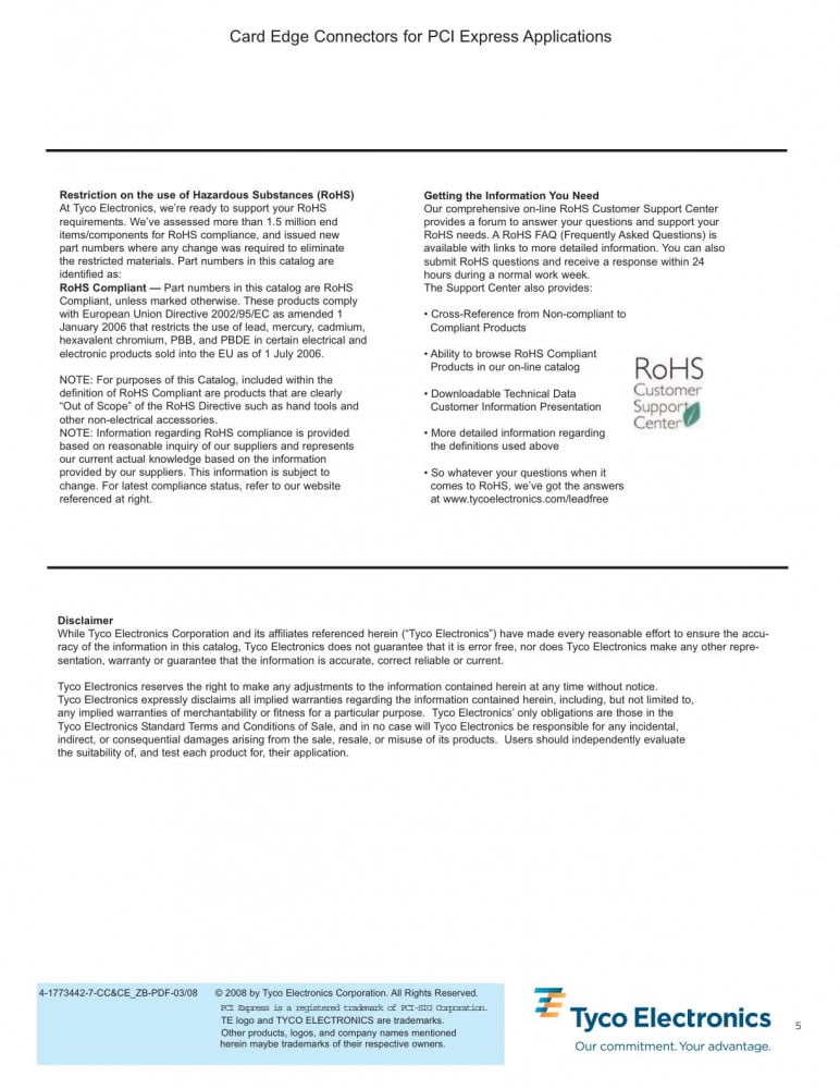 TE Connectivity PCI Express connector catalog page 5