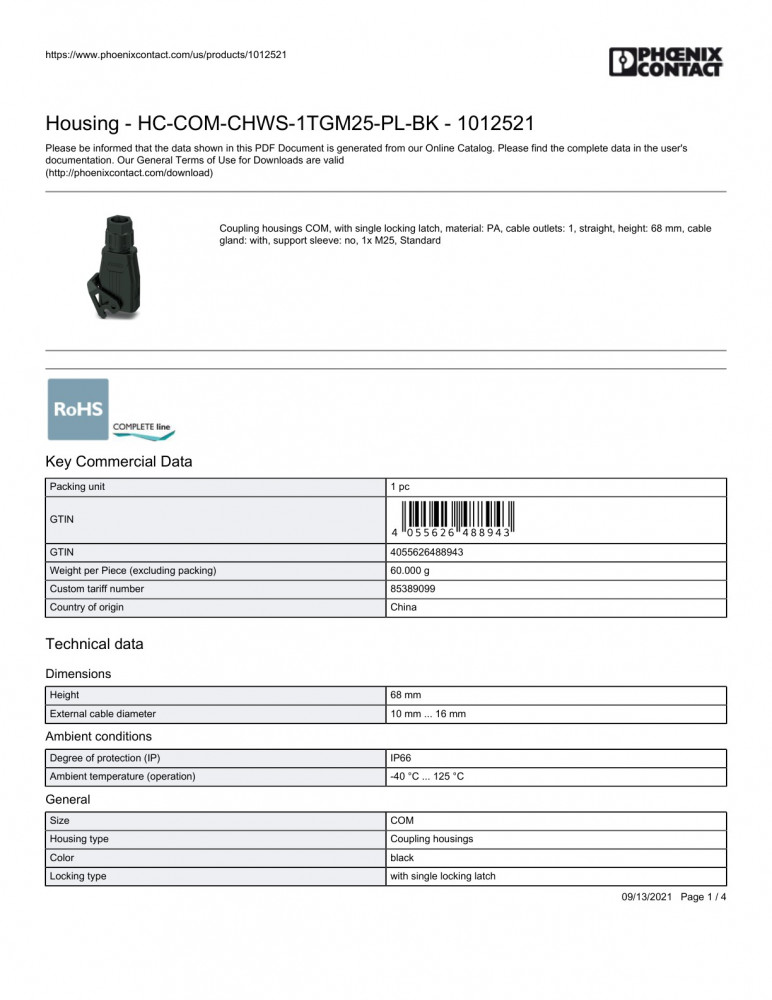 Phoenix Contact 1012521 technical document image 1