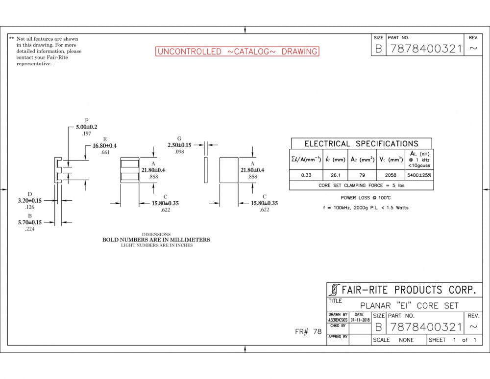 Fair-Rite 7878400321 product drawing