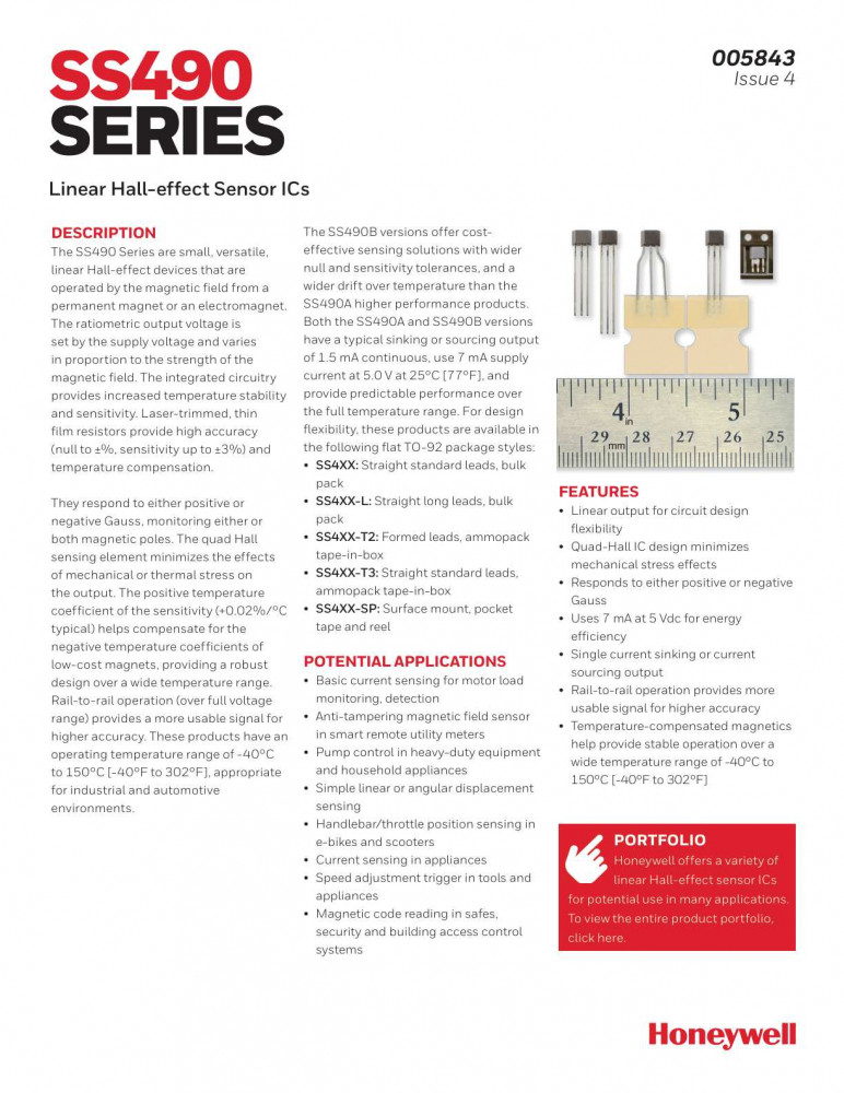 SS490 Series datasheet page 1
