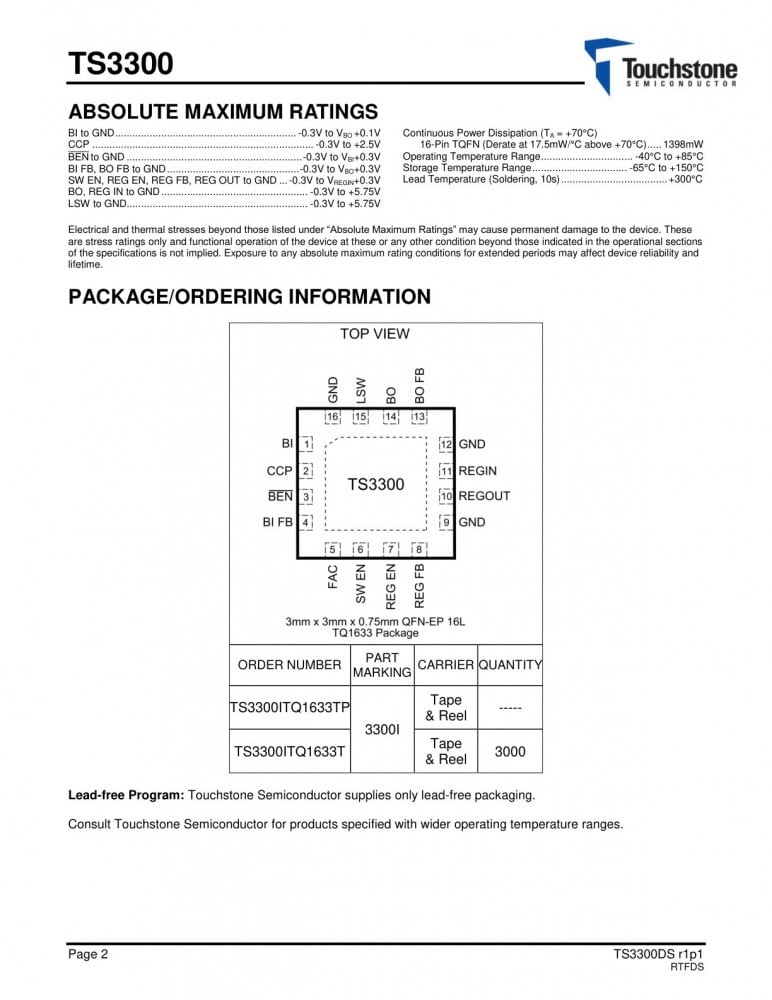 TS3300 datasheet page 2