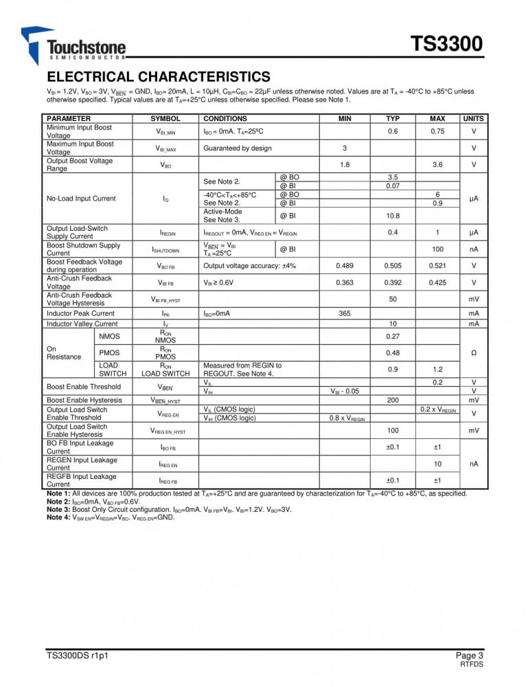 TS3300 datasheet page 3