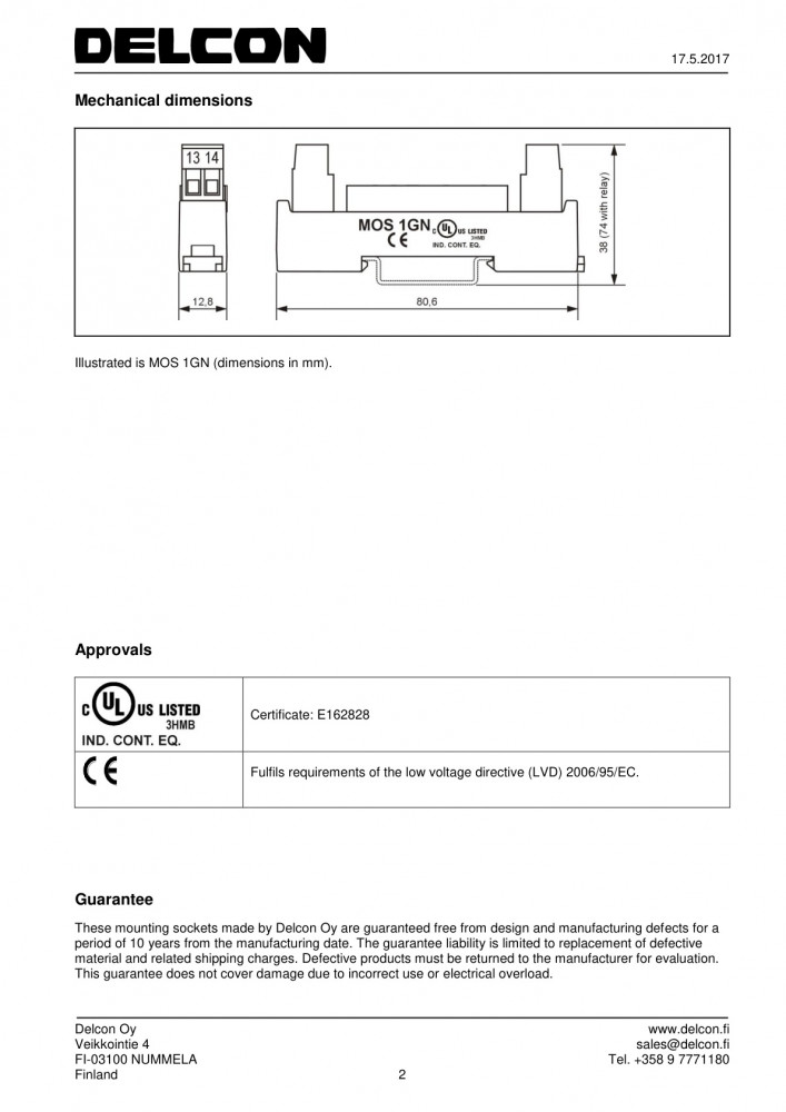 MIS1GN product documentation page 2