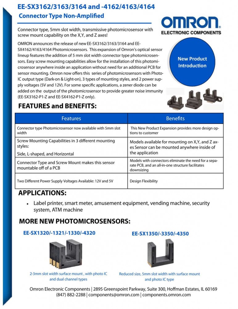 OMRON EE-SX3163-P2 photomicrosensor document preview