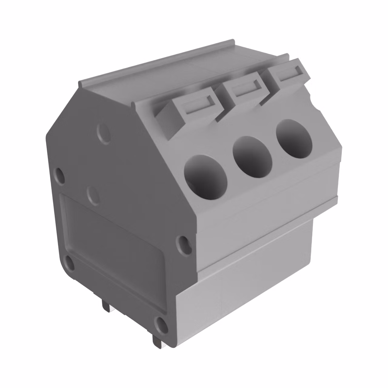 5.00mm Pitch, Eurostyle Fixed-Mount Push-Button Terminal Block, 45° Modular Luminaire, 10A, 26-14 AWG, Light Gray, 3 Circuits for sale
