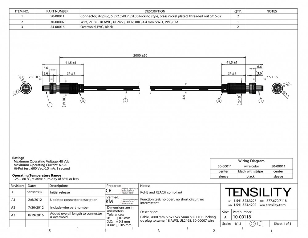 Tensility International 10-00118 product drawing