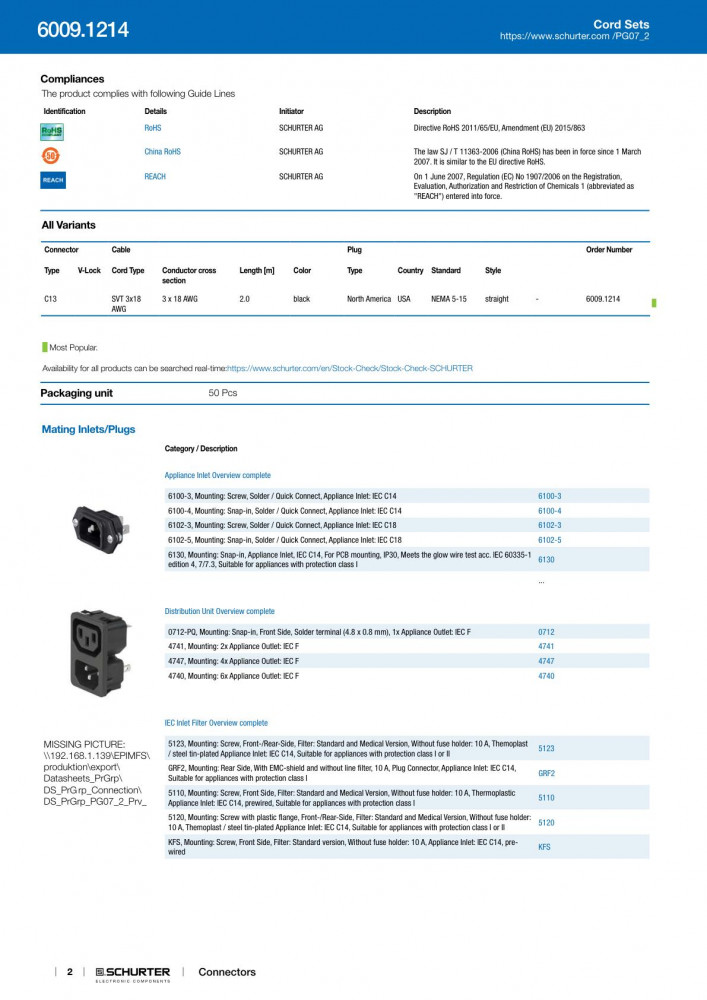 SCHURTER 6009.1214 datasheet page 2