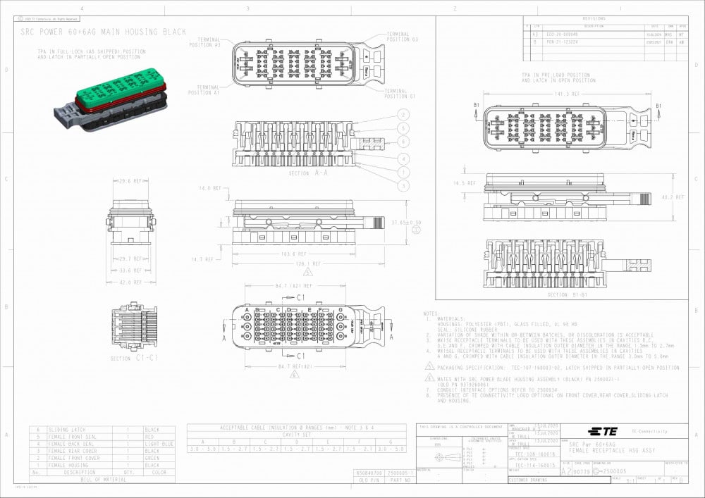 DEUTSCH 2500005-1 technical document page