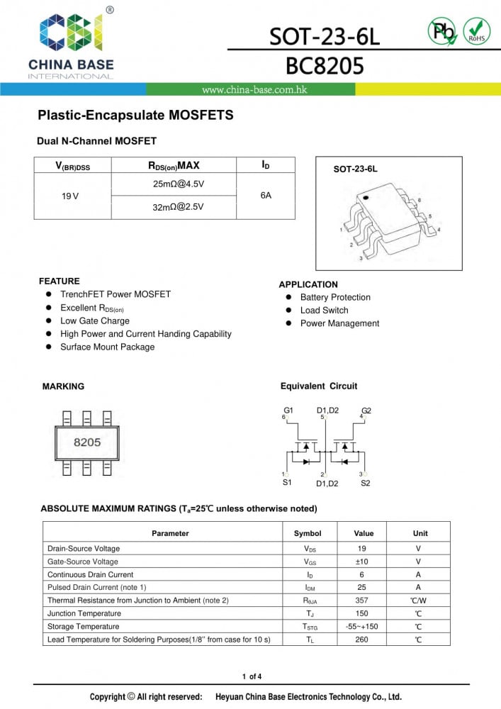 BC8205 datasheet page 1