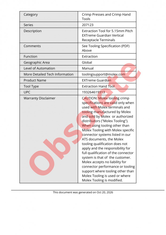 Molex 2001991470 tooling document, page 2