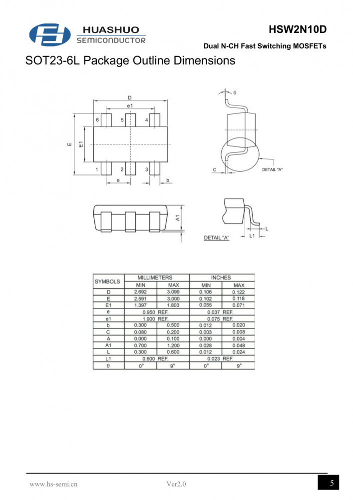 HSW2N10D datasheet page 5