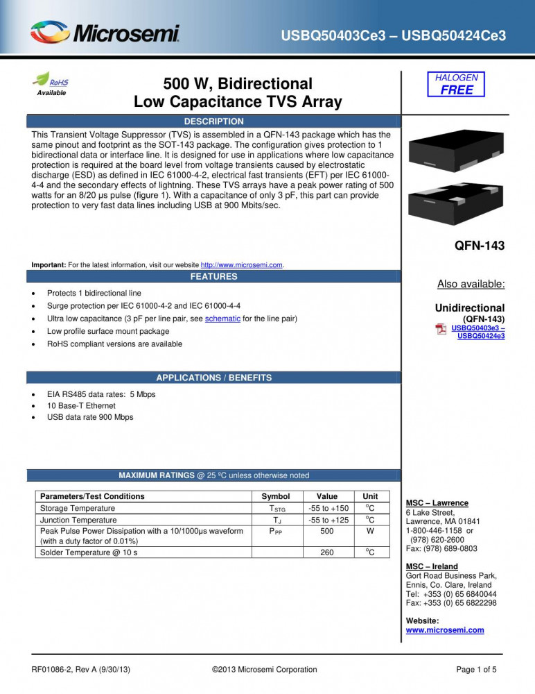 USBQ50415C-e3 datasheet page 1