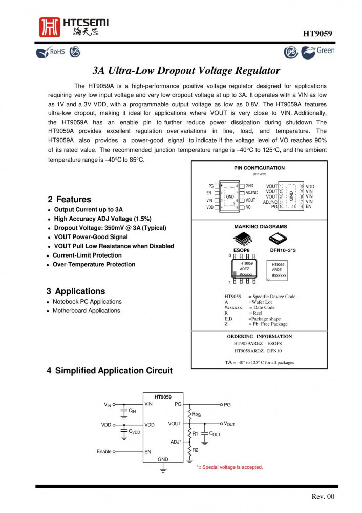 HT9059AREZ datasheet page 1
