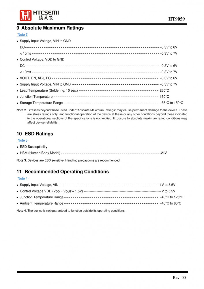 HT9059AREZ datasheet page 5