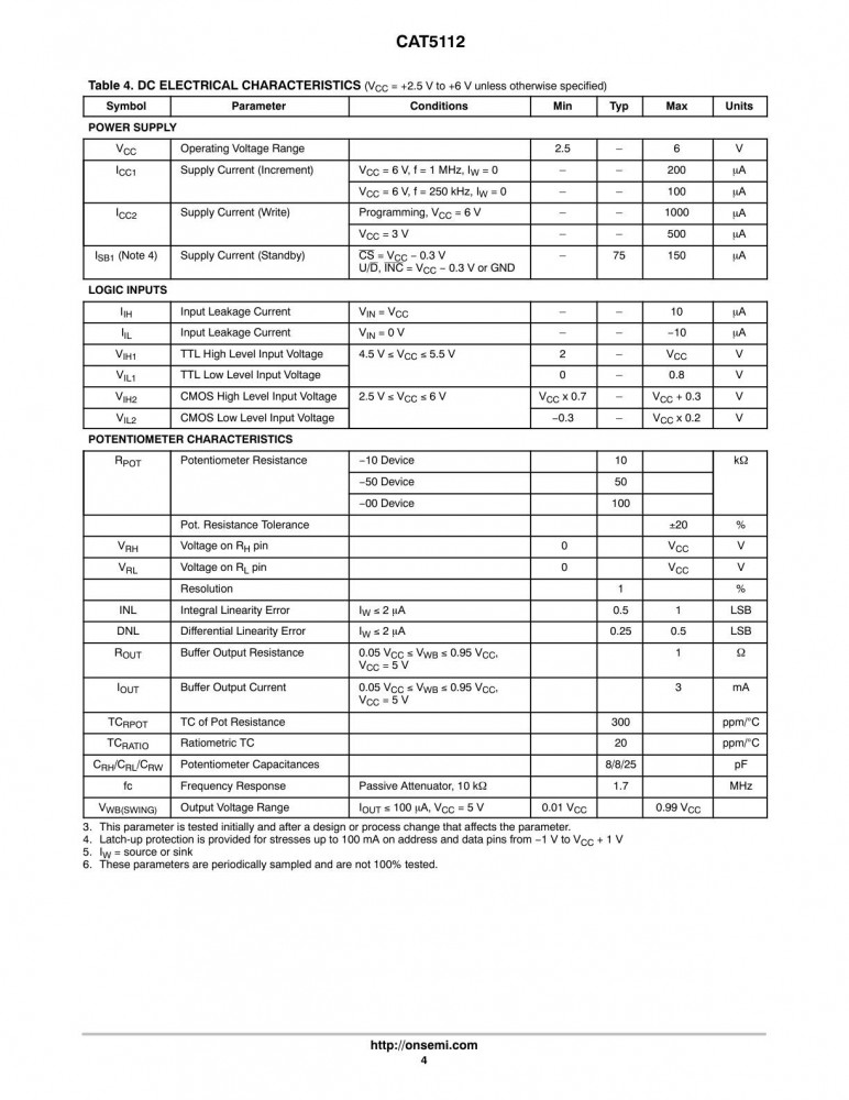 CAT5112 datasheet page 5 preview
