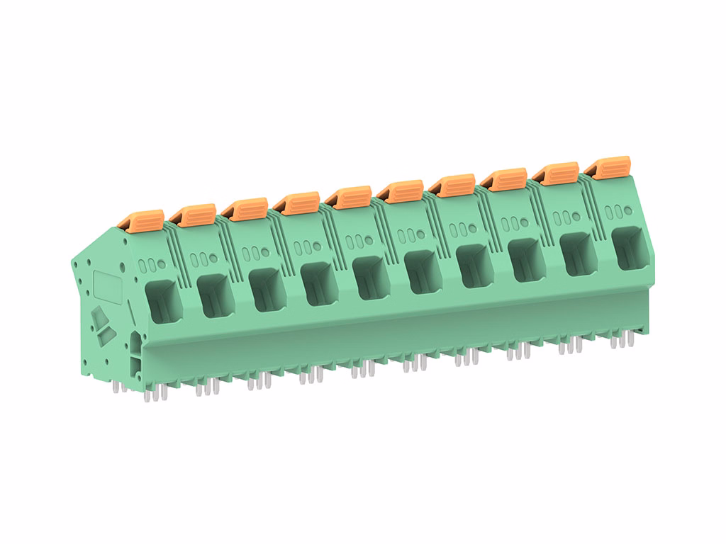 15.00mm Pitch Lever Activated Fixed Mount PCB Terminal Block, 35° Wire Entry, Bussed Terminals, 10 Circuits for sale