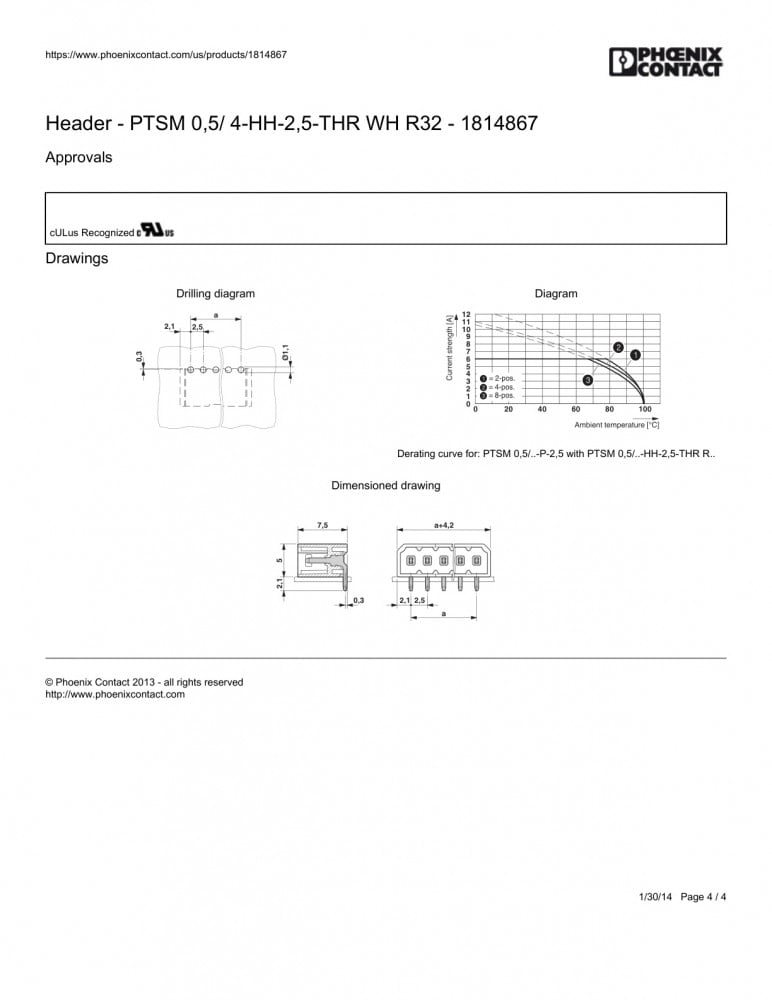Phoenix Contact 1814867 dimensioned drawing