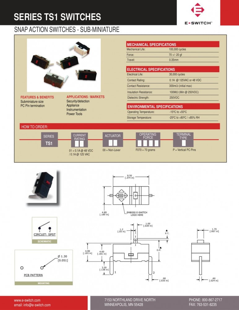 TS10100F070P technical document page