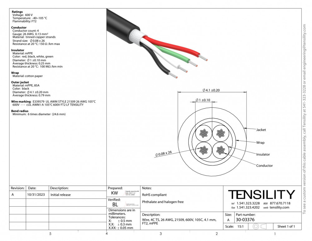Product drawing for Tensility International part 30-03376