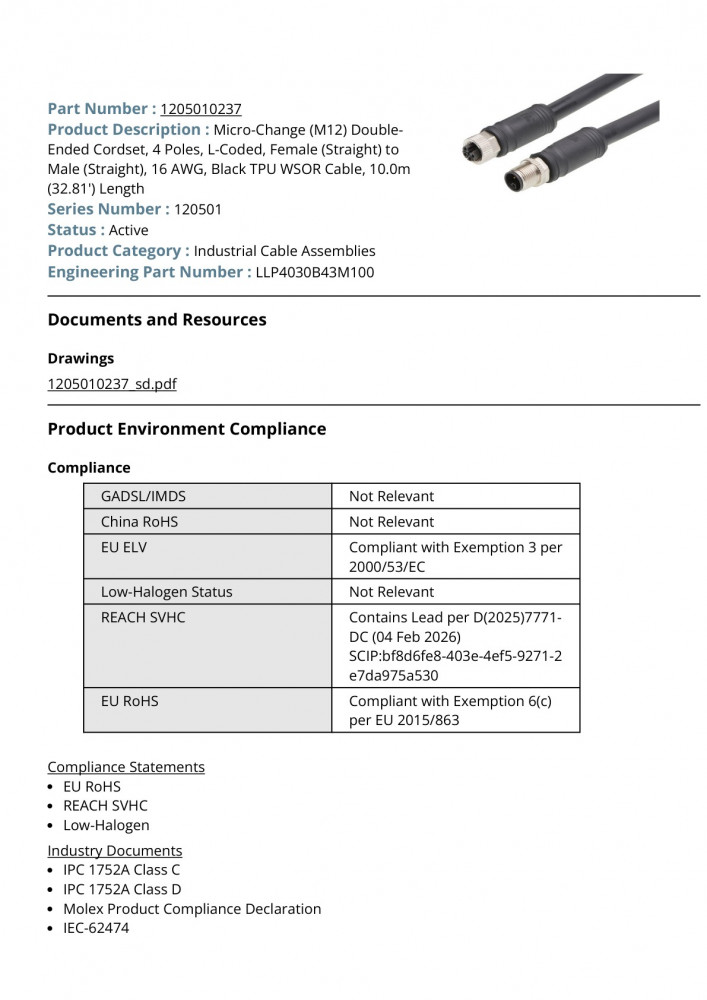 MOLEX technical document page 1
