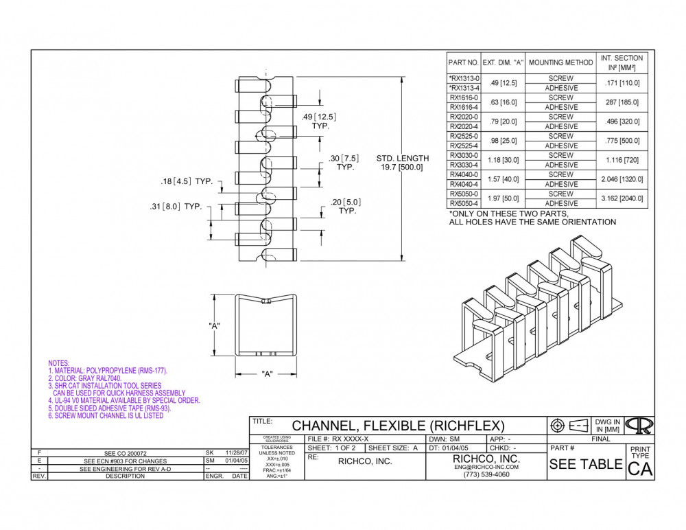 RX5050-0 RICHFLEX technical drawing preview