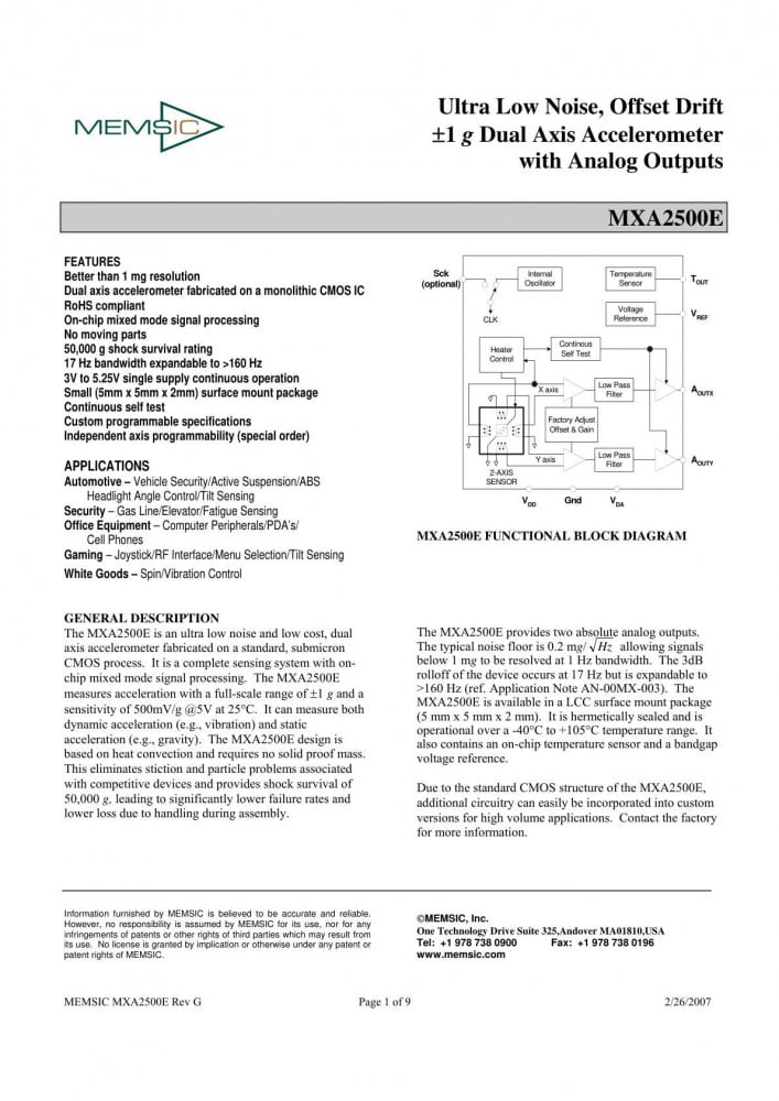 MXA2500EL datasheet page 1