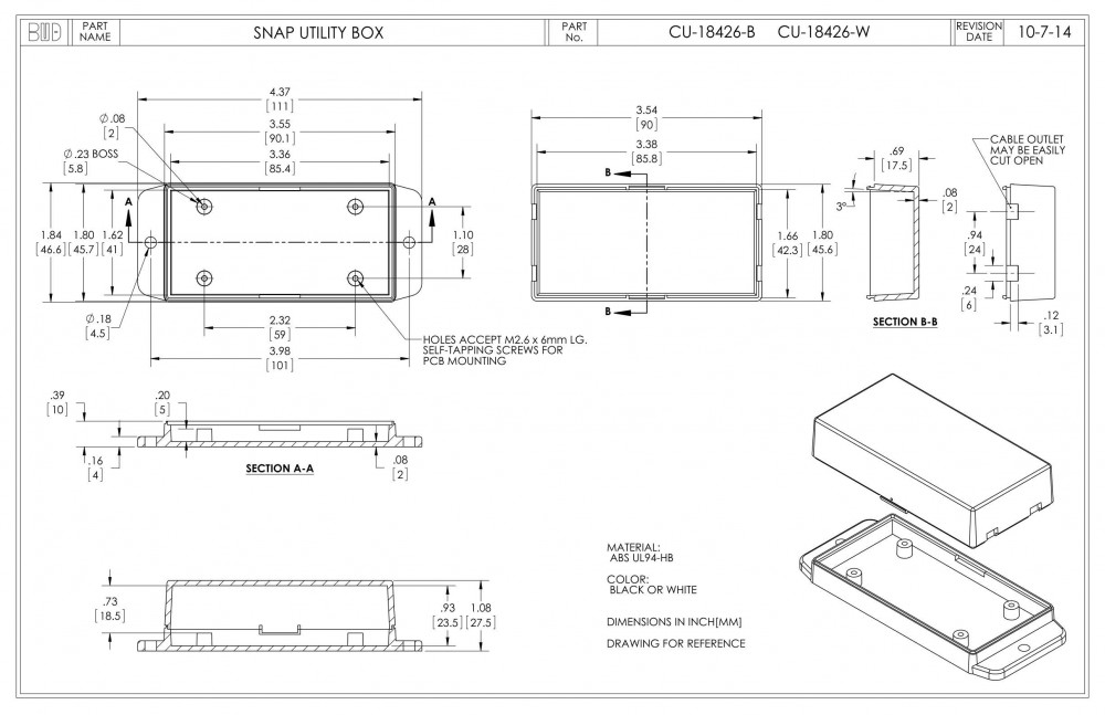 CU-18426-B product drawing and mechanical reference