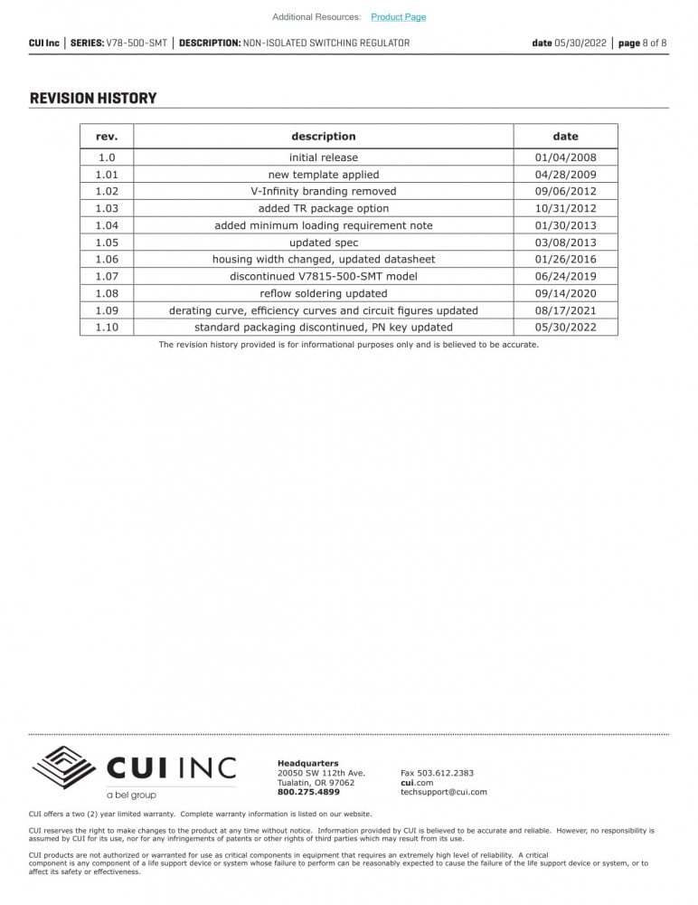 CUI V7805-500-SMT datasheet page 8
