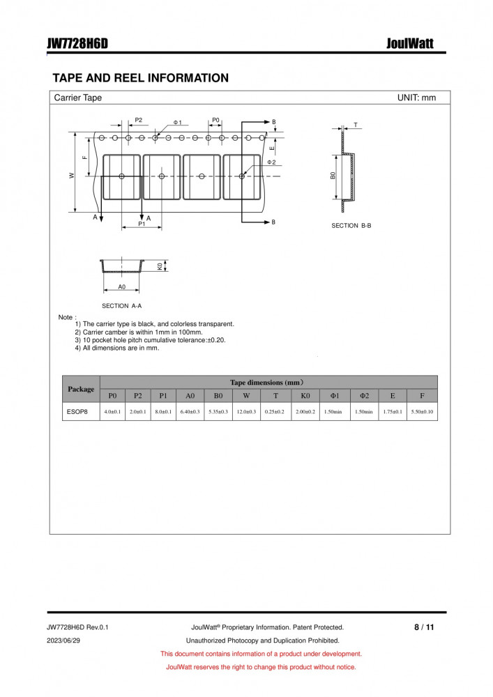 JW7728H6D datasheet page 8