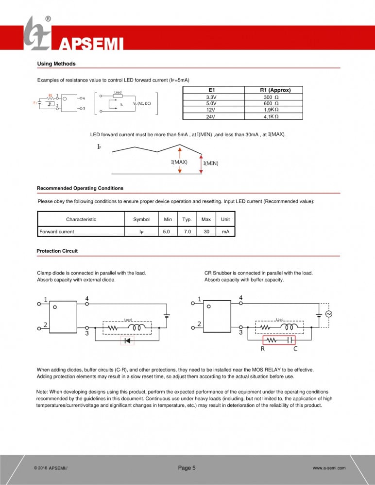 APY212G2S datasheet page 5
