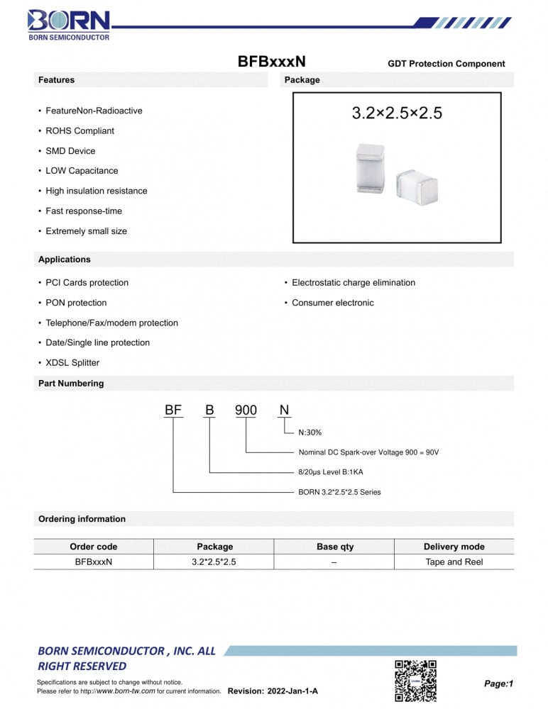 BFB900N datasheet page 1