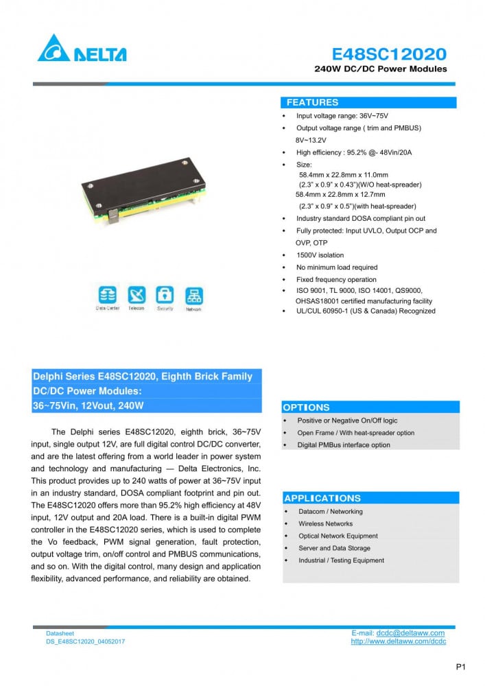 E48SC12020NRFA datasheet page 1