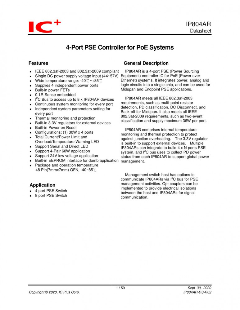 IP804AR datasheet page 1