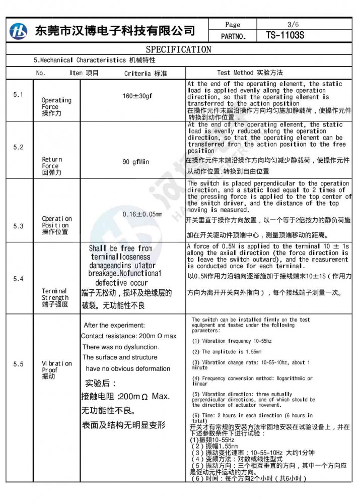 TS-1103S specification page 5
