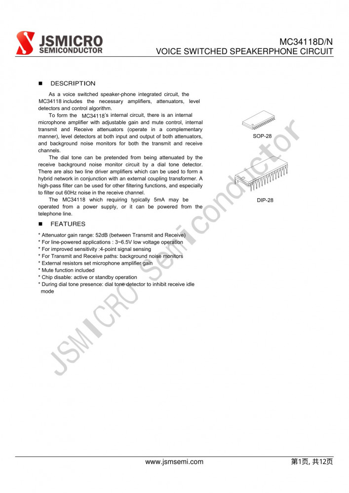 MC34118D datasheet page 1