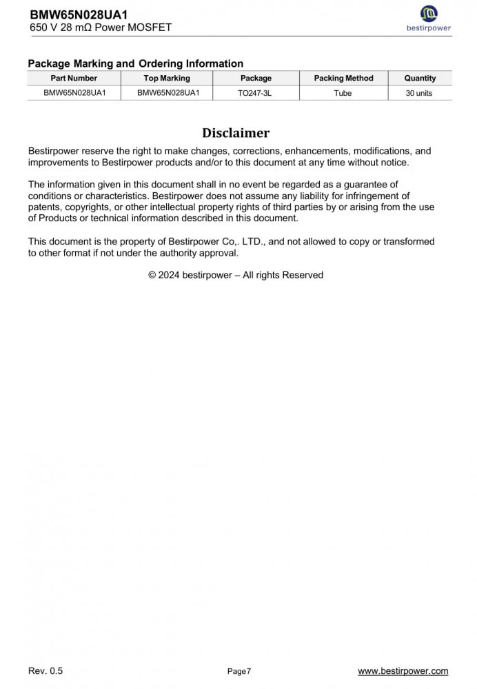 BMW65N028UA1 datasheet page 7