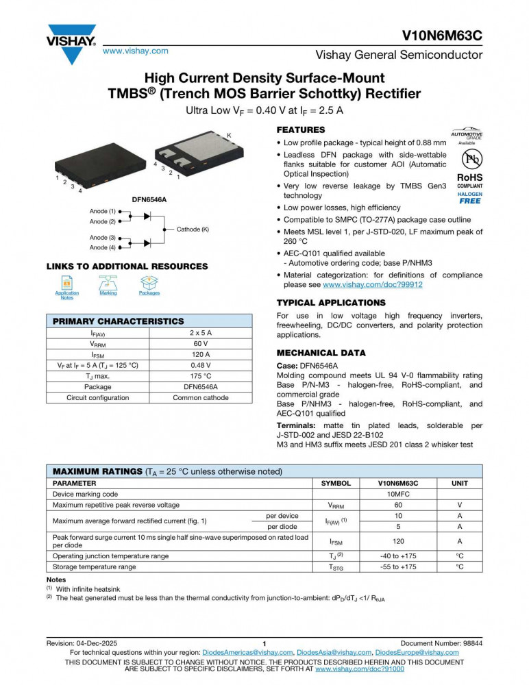 V10N6M63C datasheet page 1