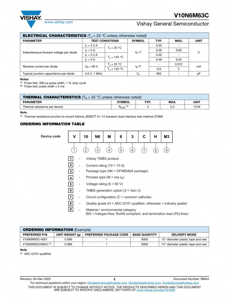 V10N6M63C datasheet page 2