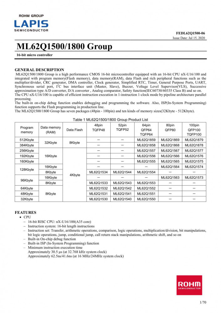 ML62Q1500/1800 datasheet page 2