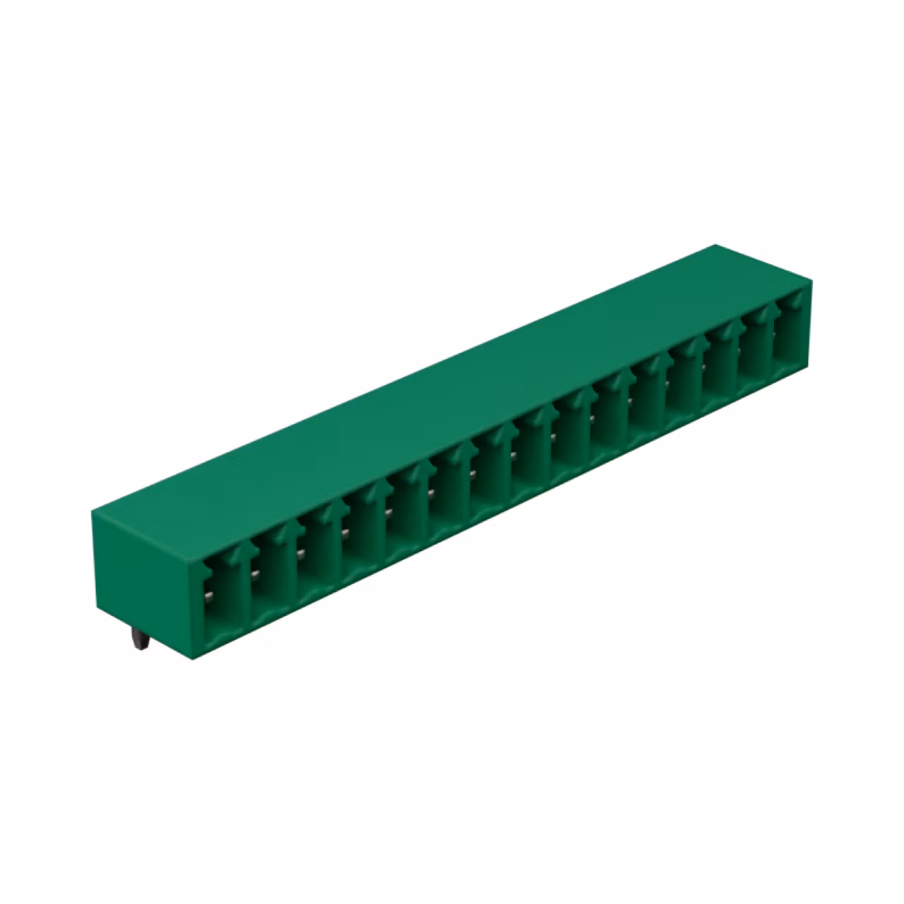 3.81mm Pitch Eurostyle Right-Angle PCB Header, Green Housing, 15 Circuits for sale