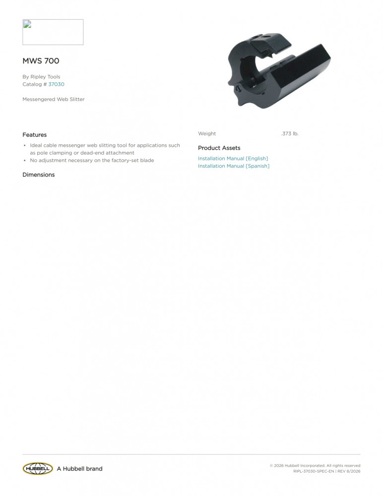 MWS 700 product documentation preview