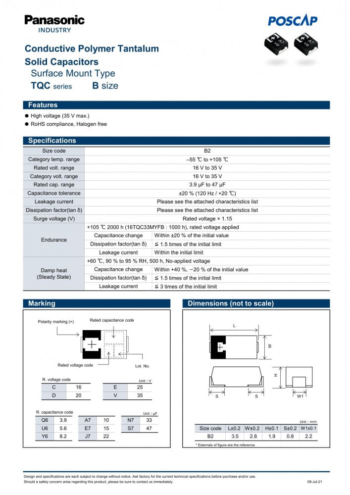 PANASONIC TQC series document page 1