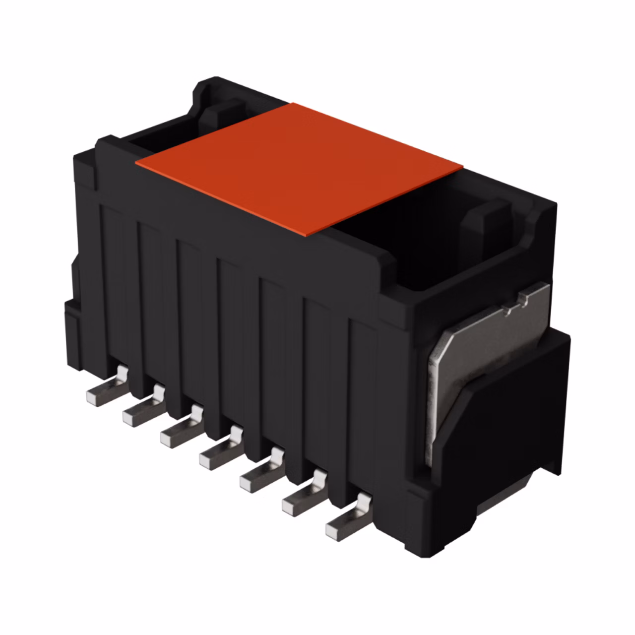 Micro-One Wire-to-Board Header, Vertical, 2.00mm Pitch, Single Row, Glow-Wire Capable, Surface Mount, 7 Circuits, Gold Plating, Black, Potting Capability, with Cover Tape for sale