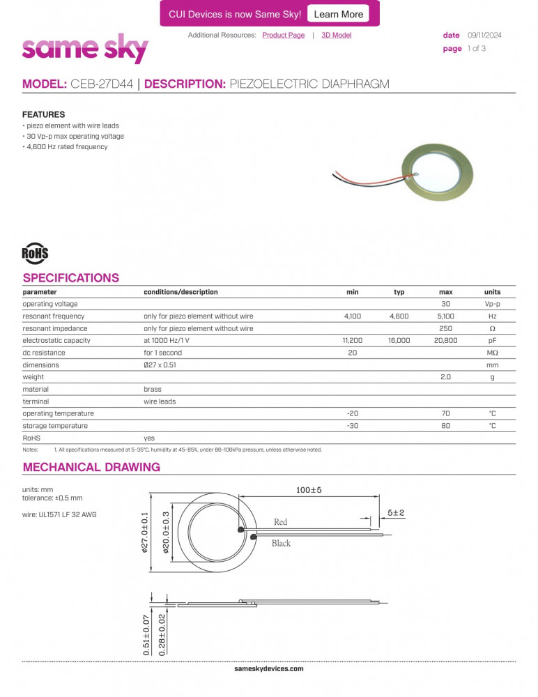 CEB-27D44 product documentation, page 1