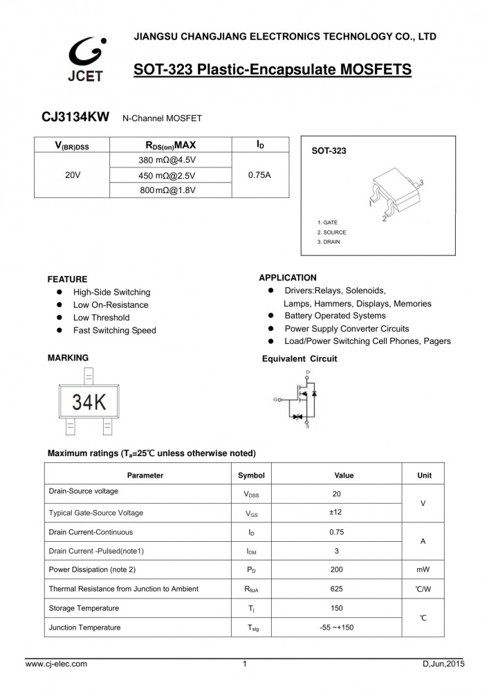 CJ3134KW datasheet page 1