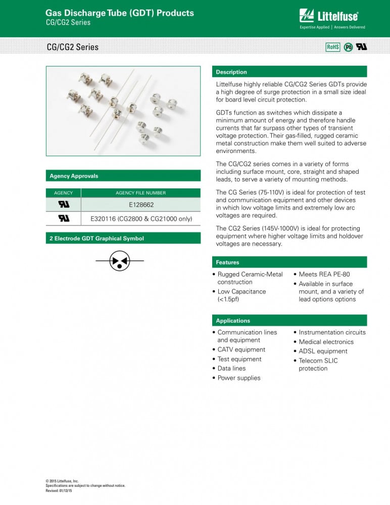 Littelfuse CG series datasheet page 1