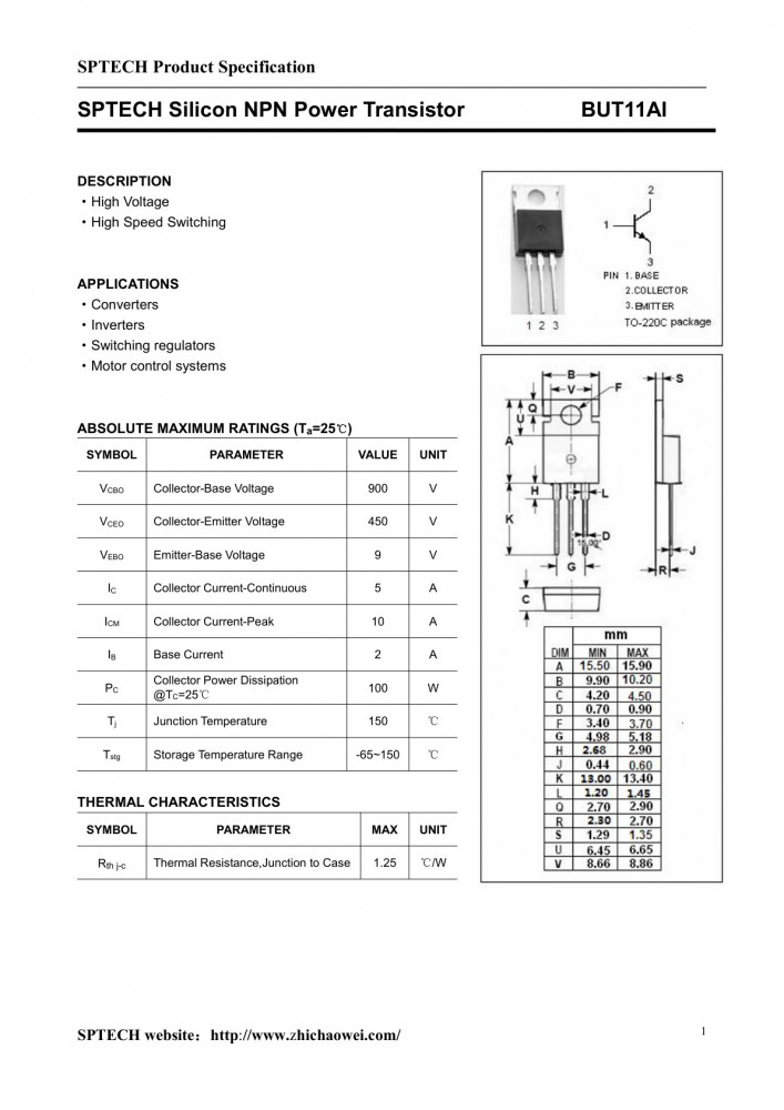 BUT11AI datasheet page 1